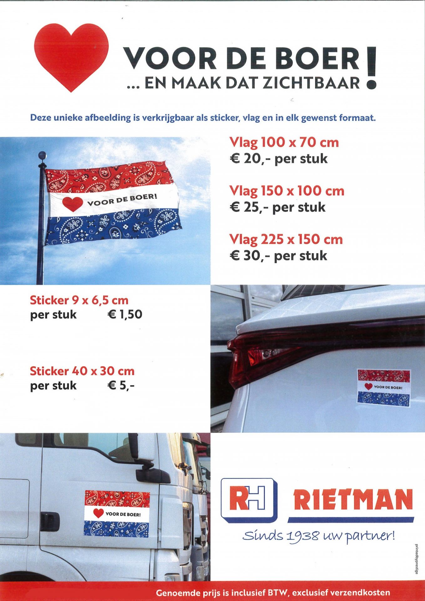 Vlag voor de Boer 100 x 70 cm | 100 x 70 cm | VDBVLAG10070